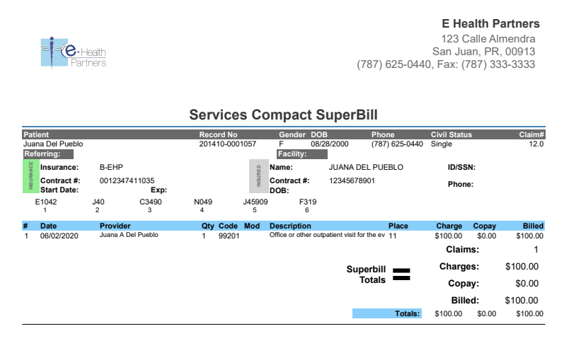 ¿Cómo imprimir el "Superbill" o "Superbill (Compact)"? : EHRez Help ...