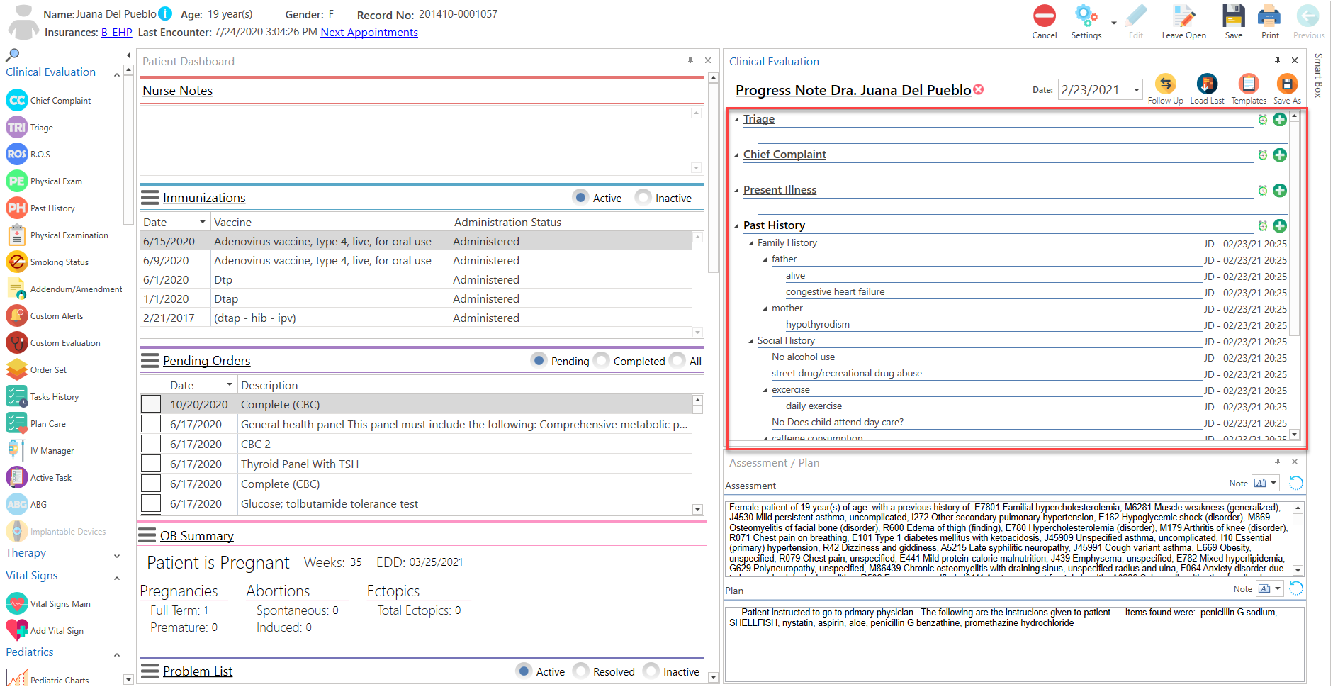 Advanced Progress Note / Clinical Evaluation : EHRez Help Center - Español