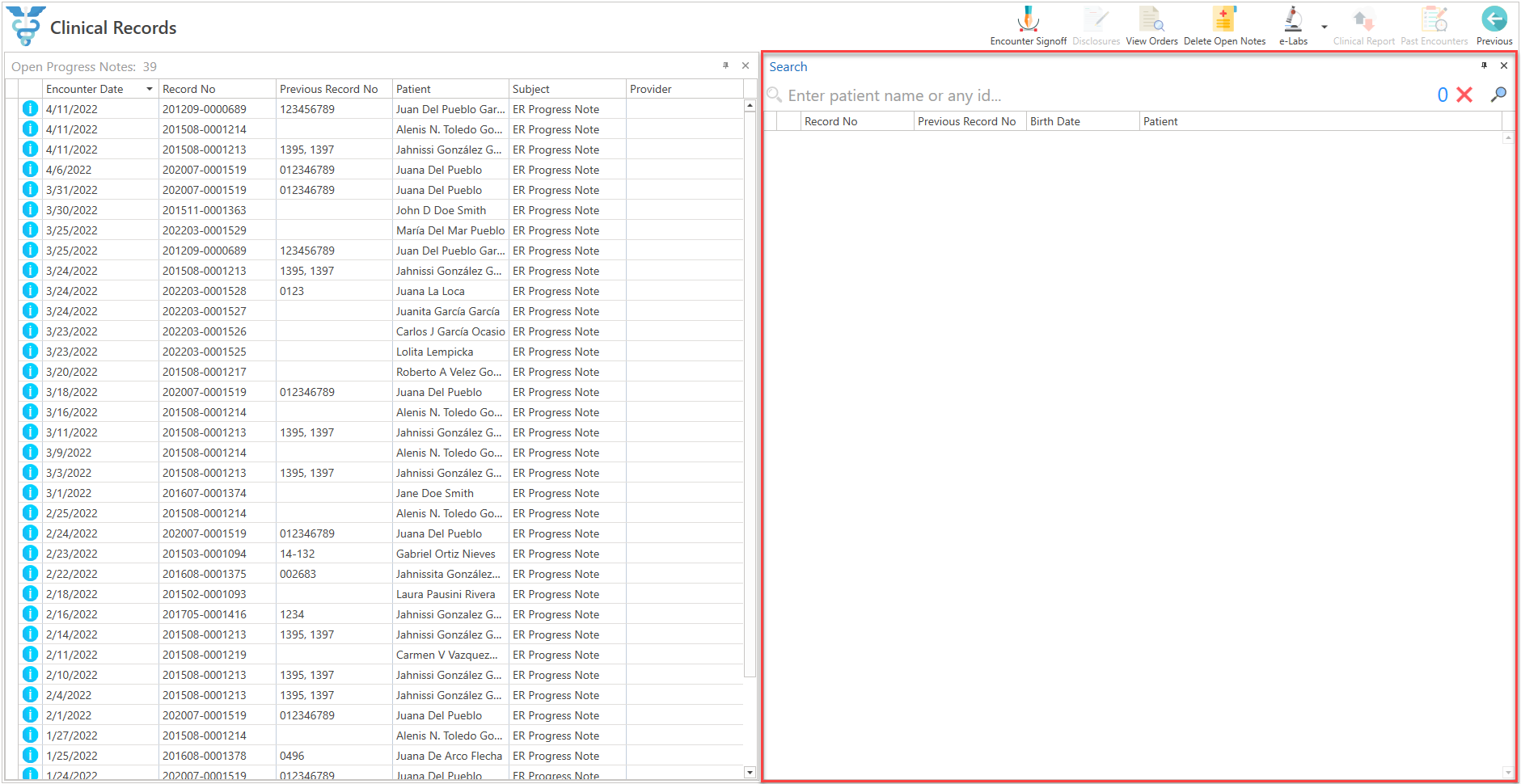 Emergency Room / Clinical Records : EHRez Help Center - Español