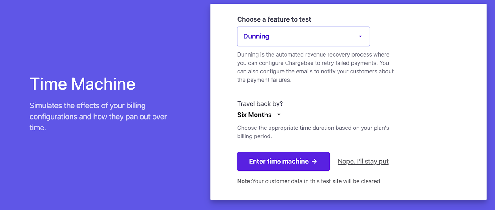 How to test Dunning using Time Machine : Chargebee Help Center