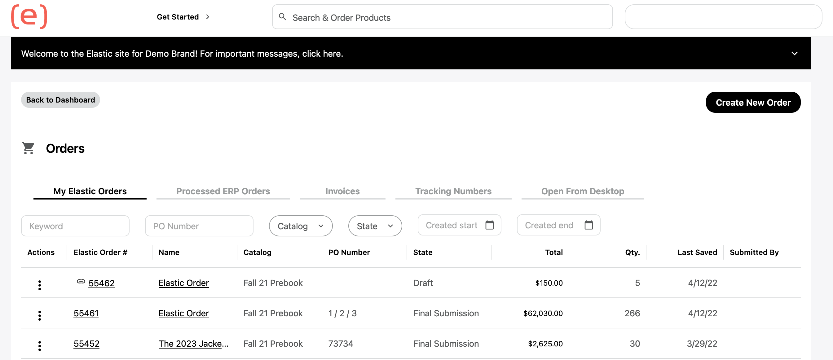 Orders Widget : Elastic Support