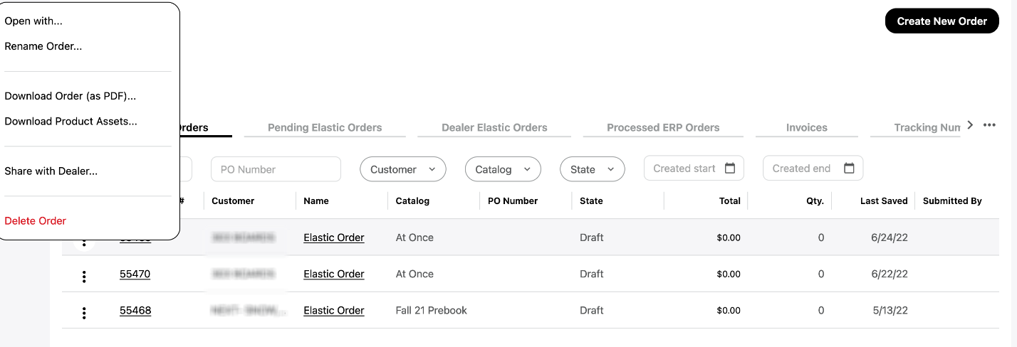 Orders Widget : Elastic Support