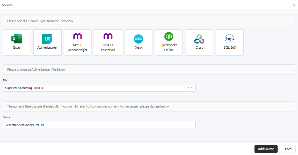 Dataset - Manage Sources - Active Ledger Connection : Business Fitness ...
