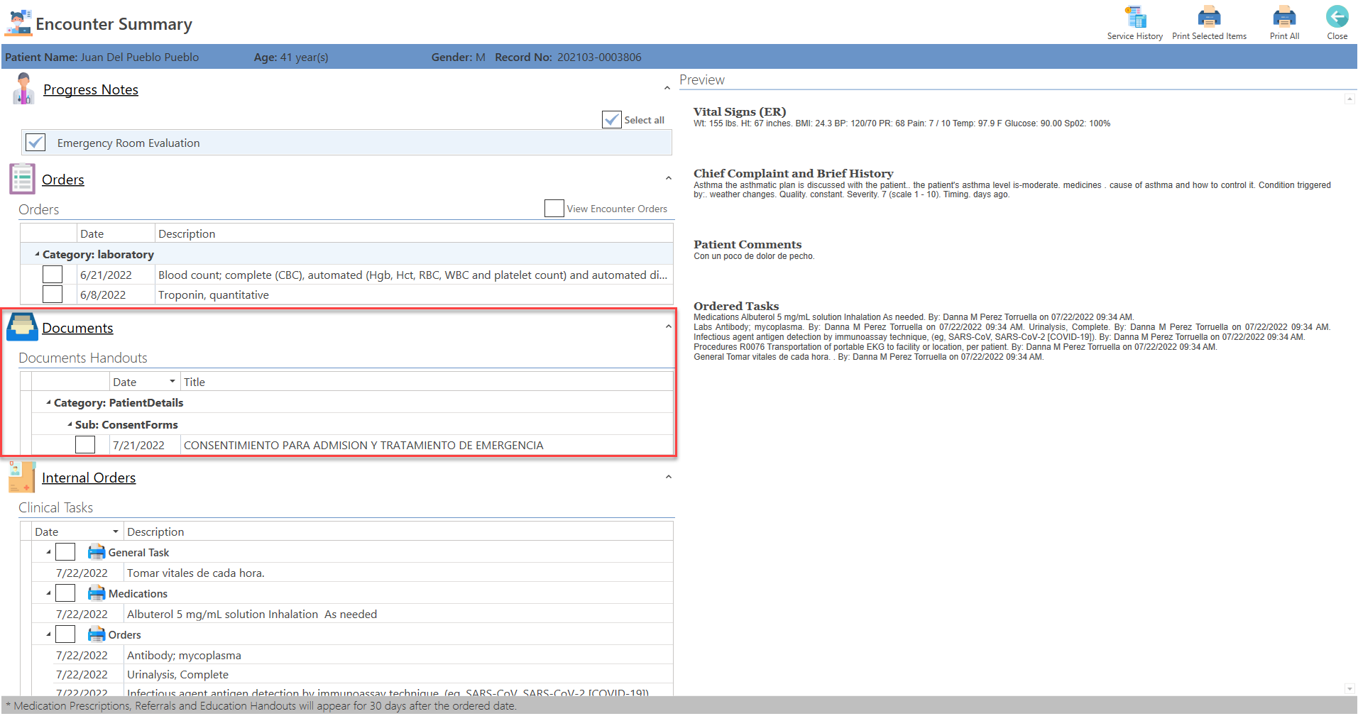 Clinical / Encounter Summary : EHRez Help Center - Español