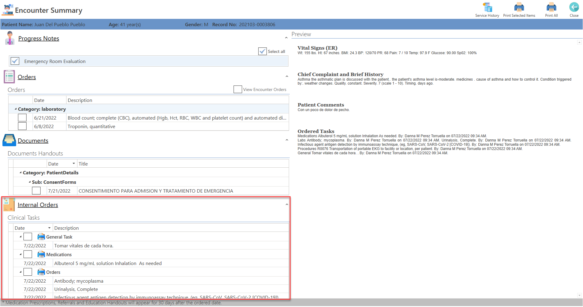 Clinical / Encounter Summary : EHRez Help Center - Español
