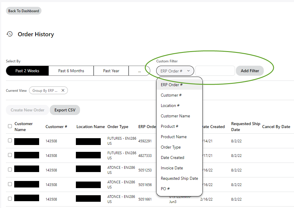 Order History Basics : Elastic Support