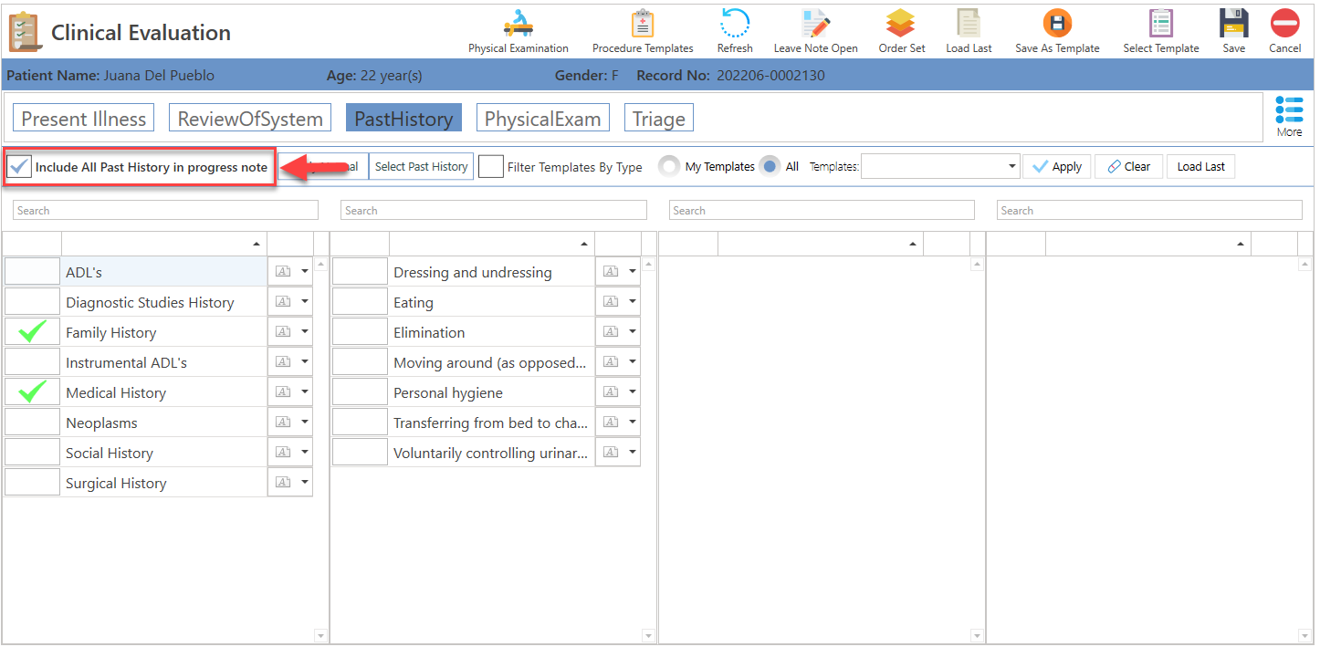 ¿Cómo documentar el historial pasado del paciente, en la pantalla de ...