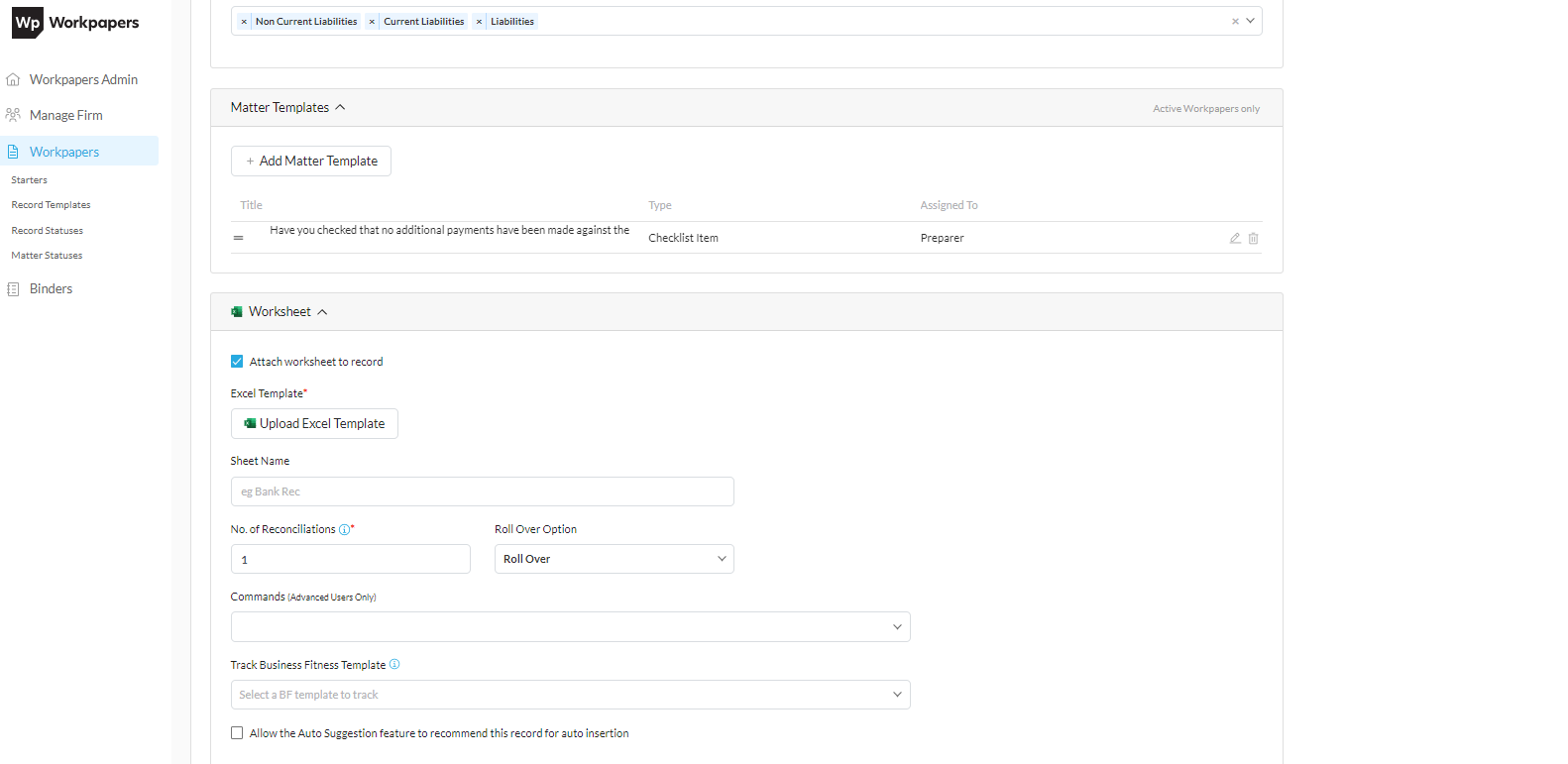 How to add a firm workpaper record template : Business Fitness Help ...