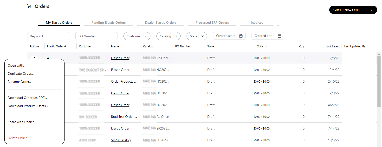 Orders Widget : Elastic Support