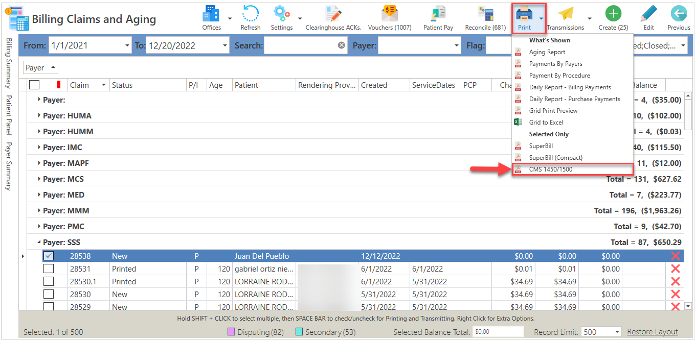 ¿Cómo imprimir la forma 1500? : EHRez Help Center - Español