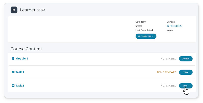 Learner Tasks - Learner workflow