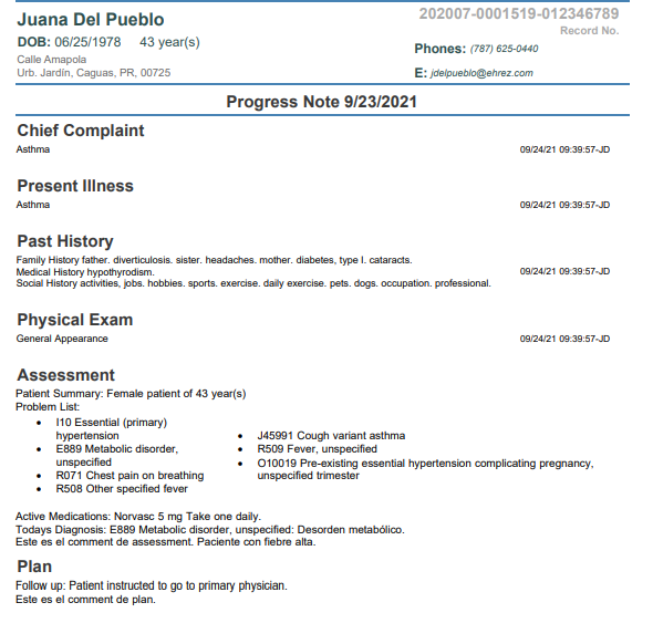 Advanced Progress Note / Settings / Print Clinical Evaluation first ...