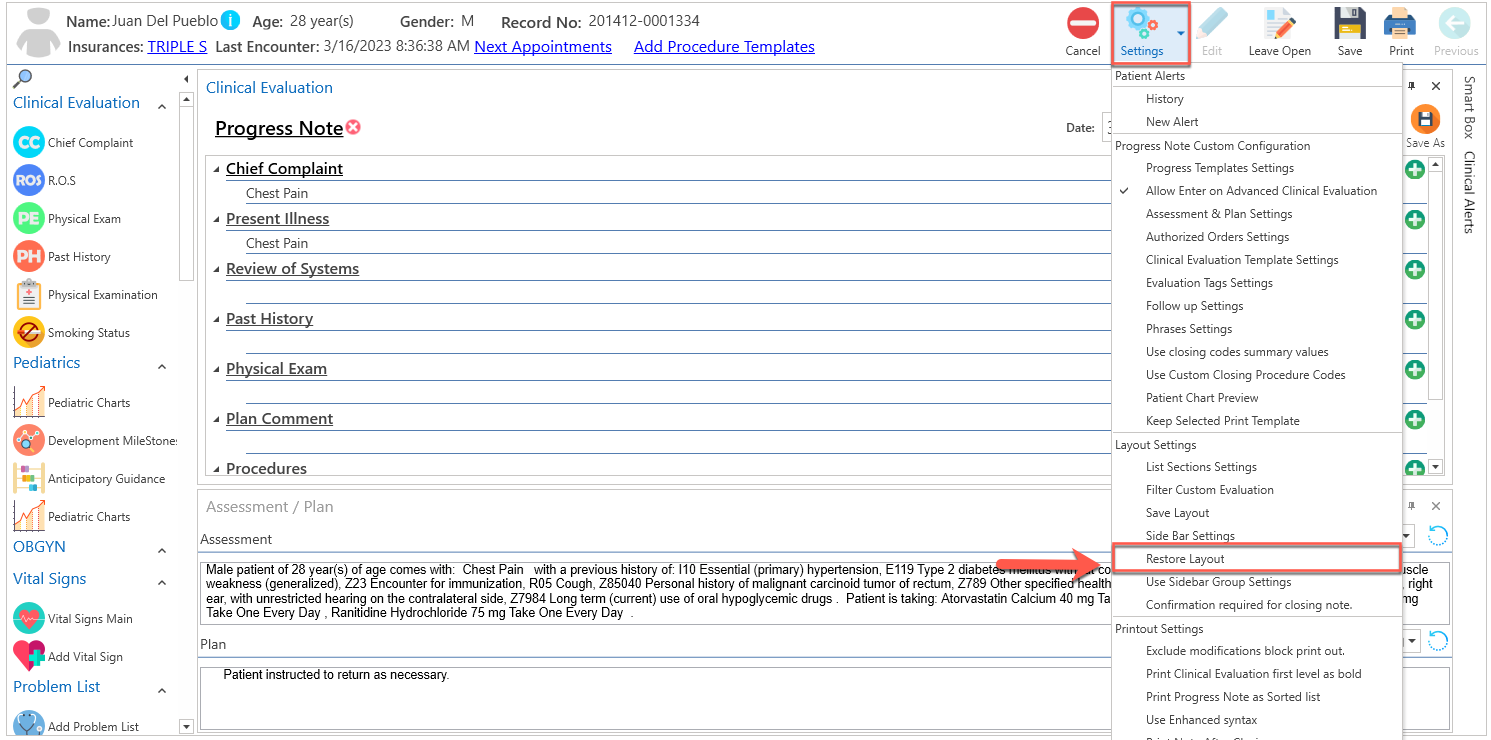Advanced Progress Note Settings / Restore Layout : EHRez Help Center ...