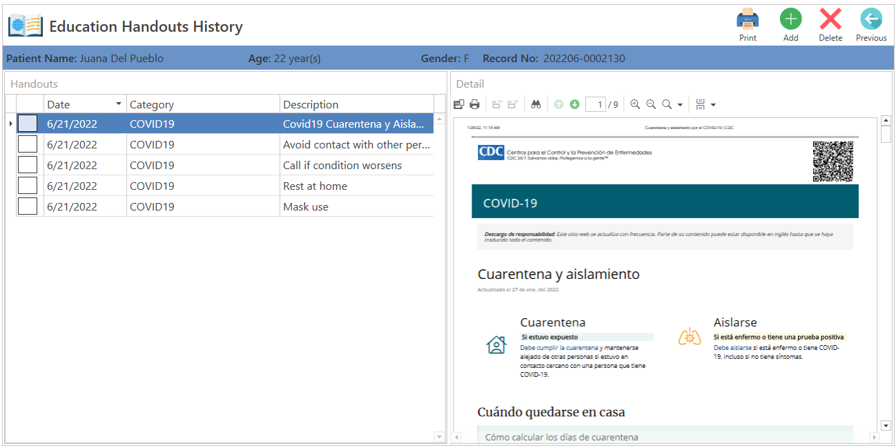 Advanced Progress Note / Education Handouts : EHRez Help Center - English