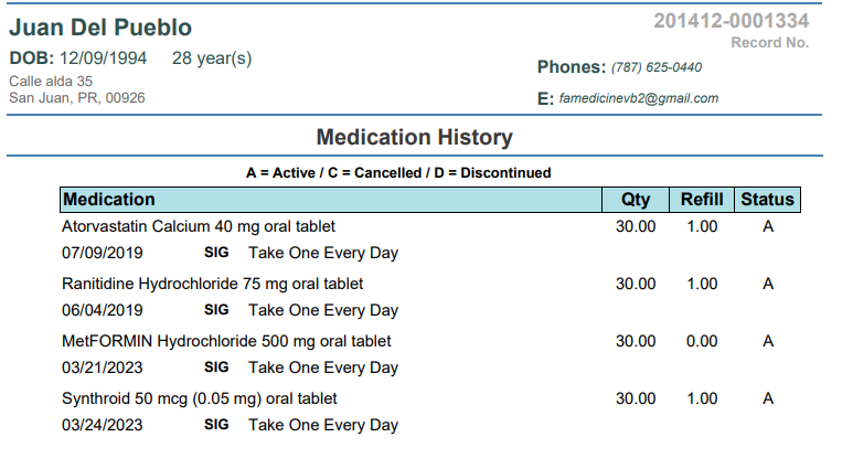 Advanced Progress Note / Medications / Print : EHRez Help Center - English