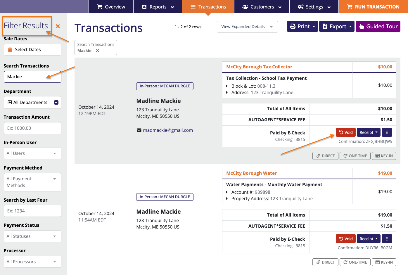How can I Void or Refund a MuniciPay transaction?