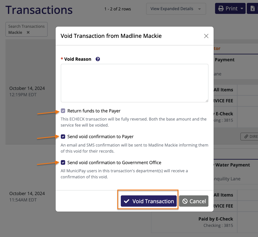 How can I Void or Refund a MuniciPay transaction?