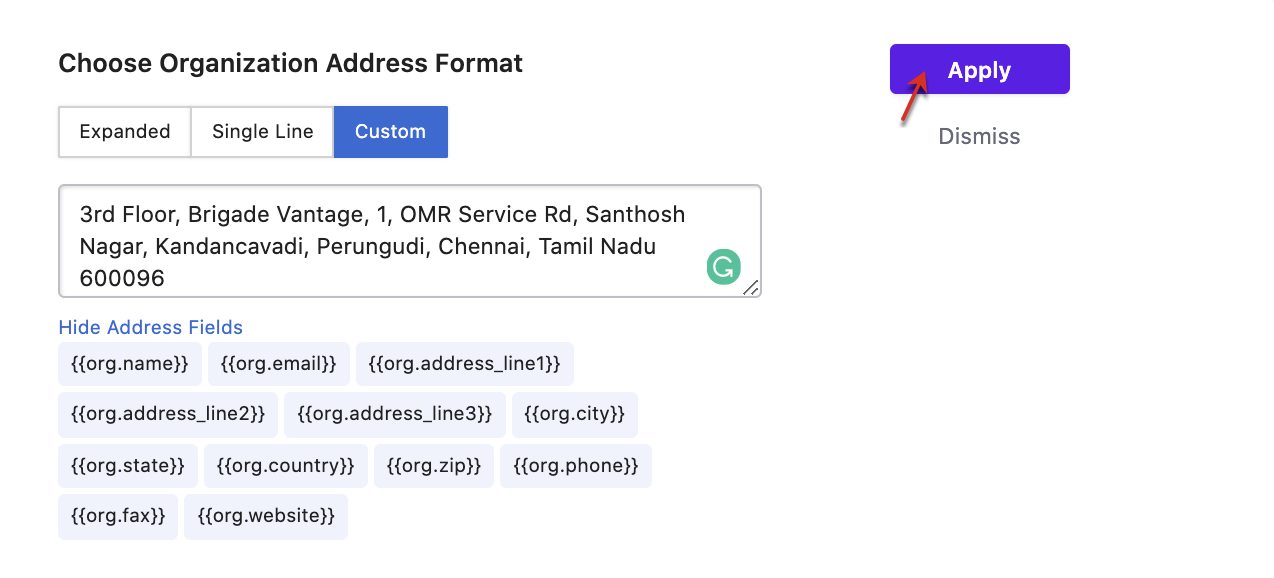 Can I change the organization address format in the Invoices ...