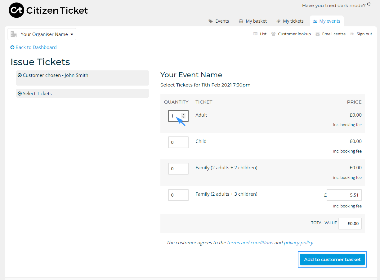 Issue Tickets - How do I issue complimentary tickets? : Help Desk