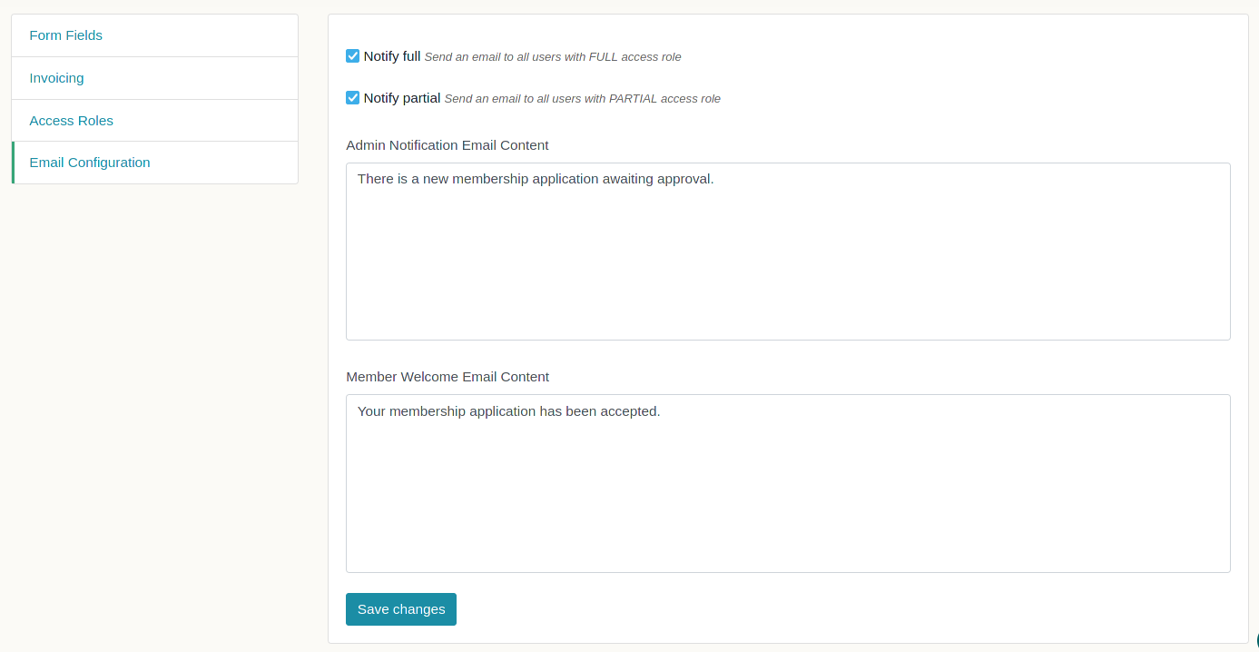Member Application Setup - Email Configuration : Gecco Software