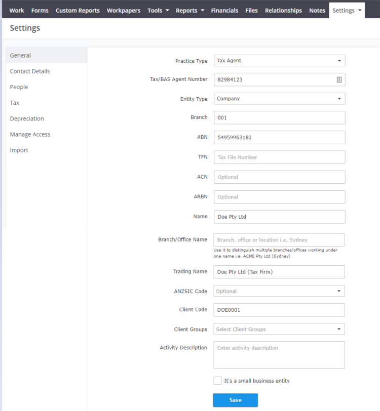 Settings - General : LodgeiT