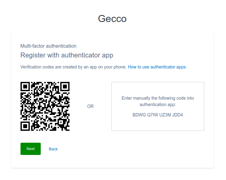 Multi-Factor Authentication (MFA) : User Setup : Gecco Software