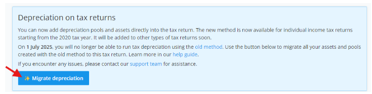 Migrate Tax Depreciation into Tax Returns : LodgeiT