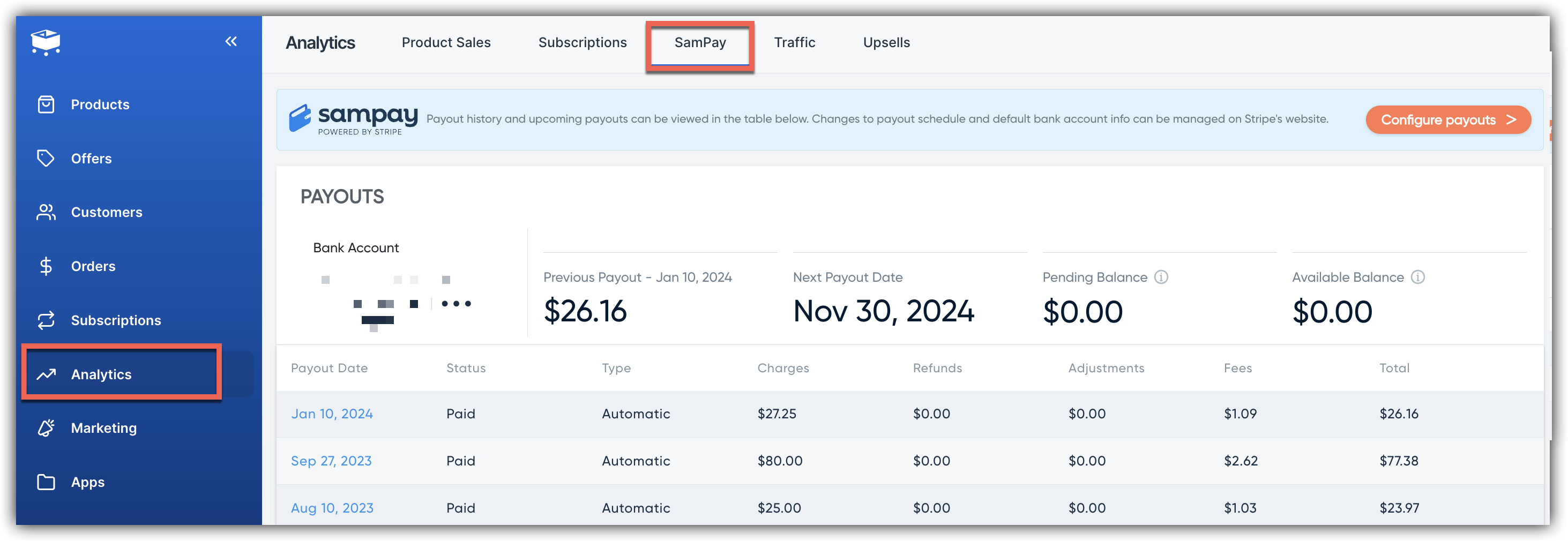 Payouts : SamCart Knowledge Base