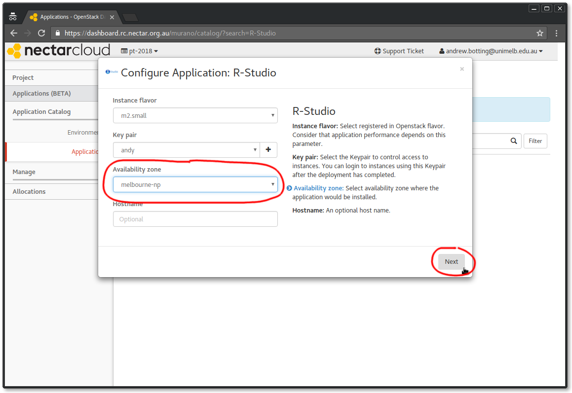 Launch RStudio Server from the nectar dashboard : eHelp Support