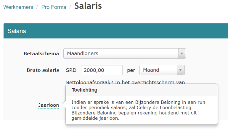 Over de loonbelasting tabel bijzondere beloning in een extra run ...