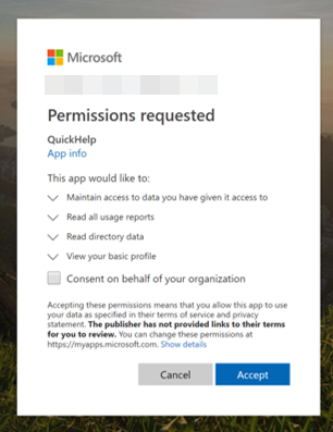 Q: How does QuickHelp Authenticate with Microsoft Graph? : BrainStorm QuickHelp™ Support Center