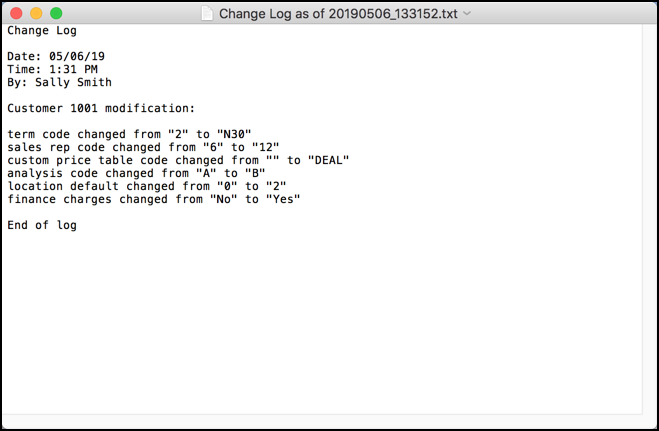 Activating and Using Change Logs : Accountek Solutions Inc
