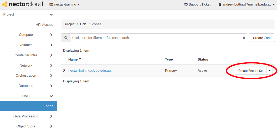Nectar DNS Service : ARDC Support