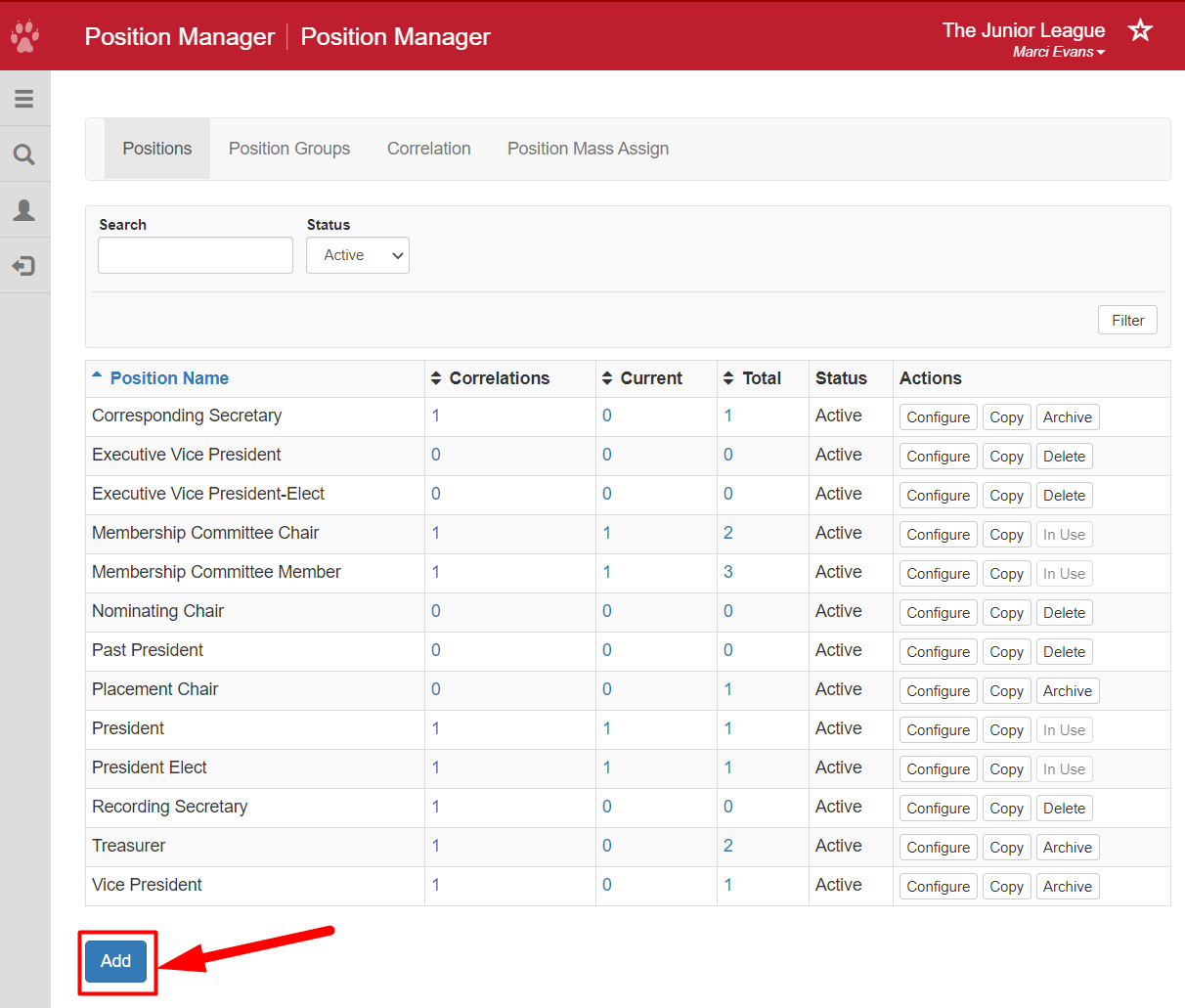 Adding & Editing Positions : The Junior League