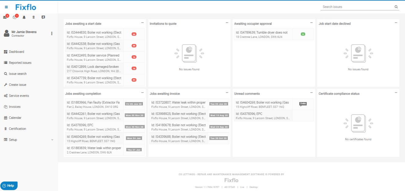 What Do Contractors See: The Contractor Dashboard : Fixflo helpdesk