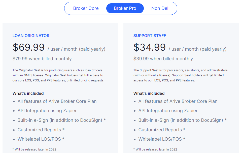 ARIVE Fees Cost Pricing : ARIVE.Next