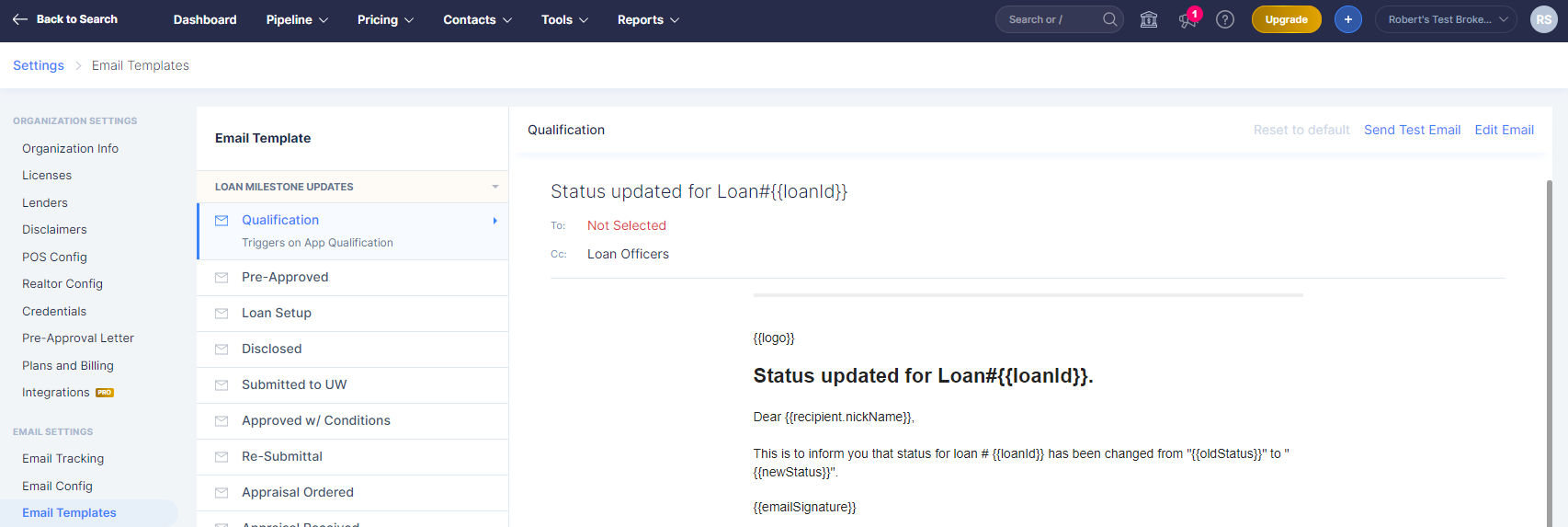Company Settings : ARIVE.Next