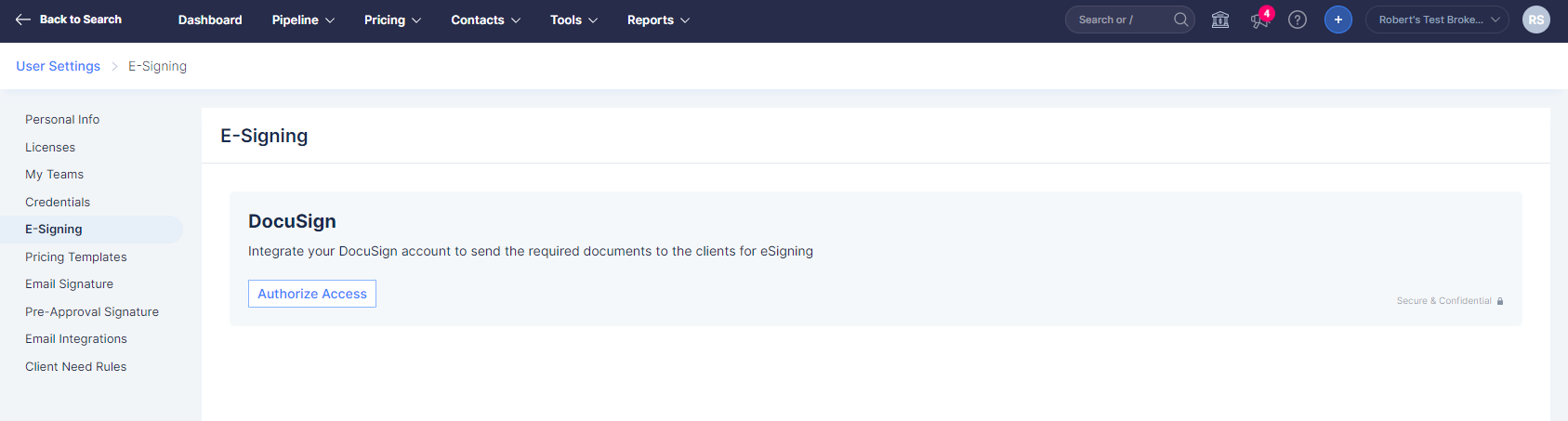User Settings : ARIVE.Next