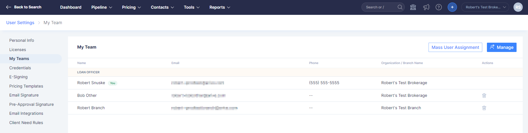 User Settings : ARIVE.Next