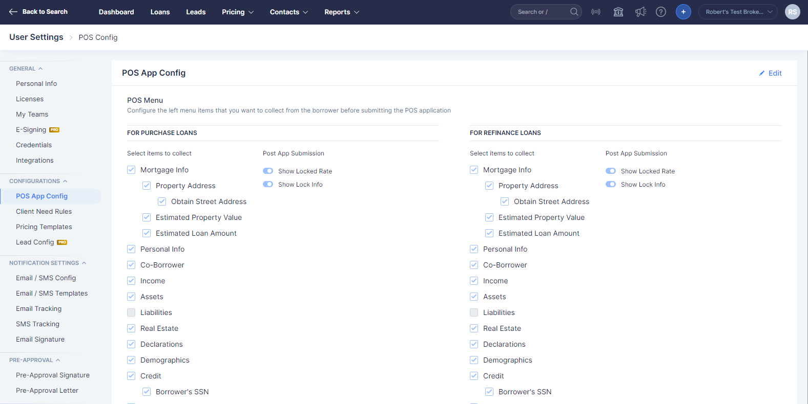 User Settings : ARIVE.Next