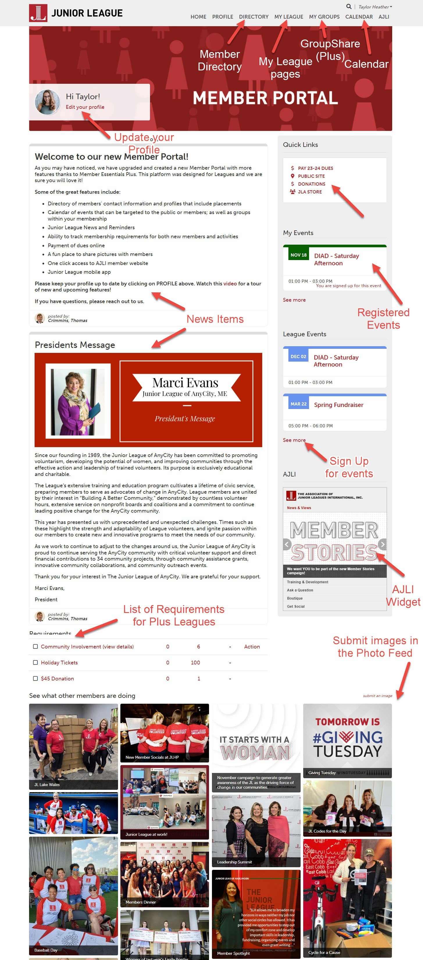 Tutorials for Members : The Junior League
