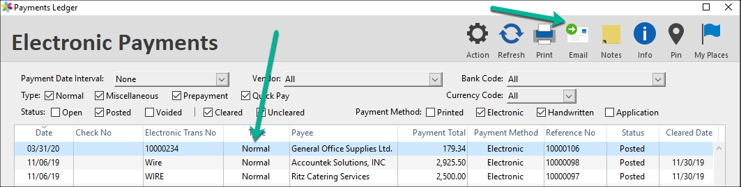 Print and/or Email a Single Payment Advice : Accountek Solutions Inc