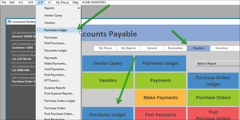 Ledger Windows in Connected : Accountek Solutions Inc