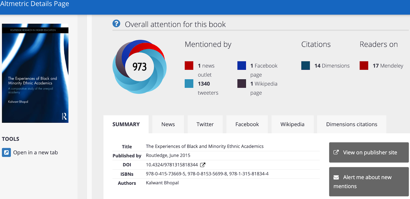 Altmetric books Details Page : Altmetric