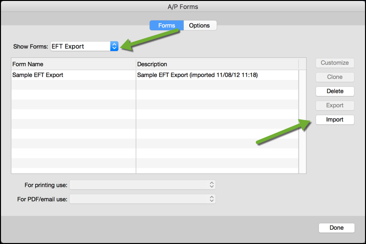 Adding the ACH/EFT Payment Format : Accountek Solutions Inc
