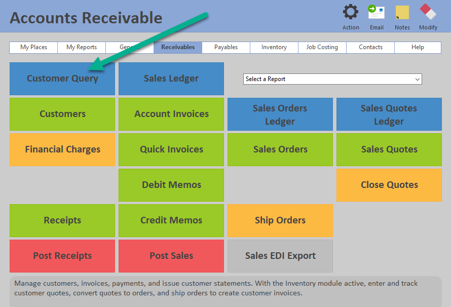 Using Query Windows (Connected ERP Software) : Accountek Solutions Inc