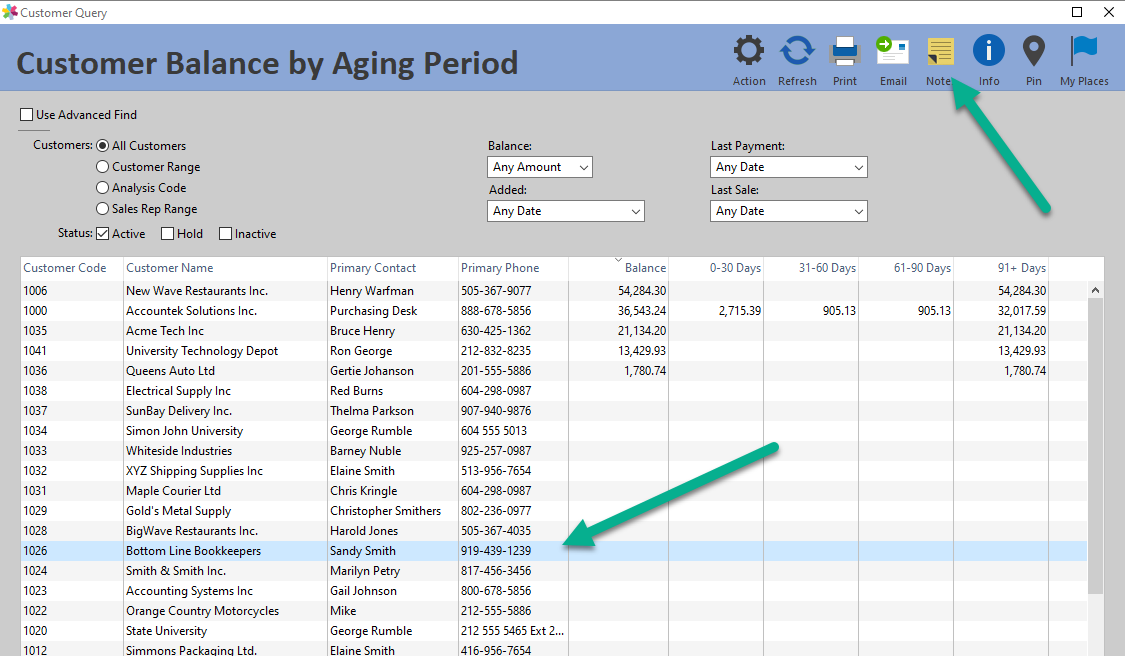 Using Query Windows (Connected ERP Software) : Accountek Solutions Inc