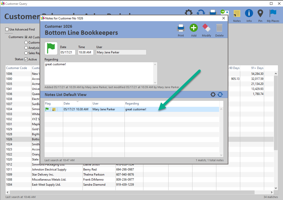Using Query Windows (Connected ERP Software) : Accountek Solutions Inc