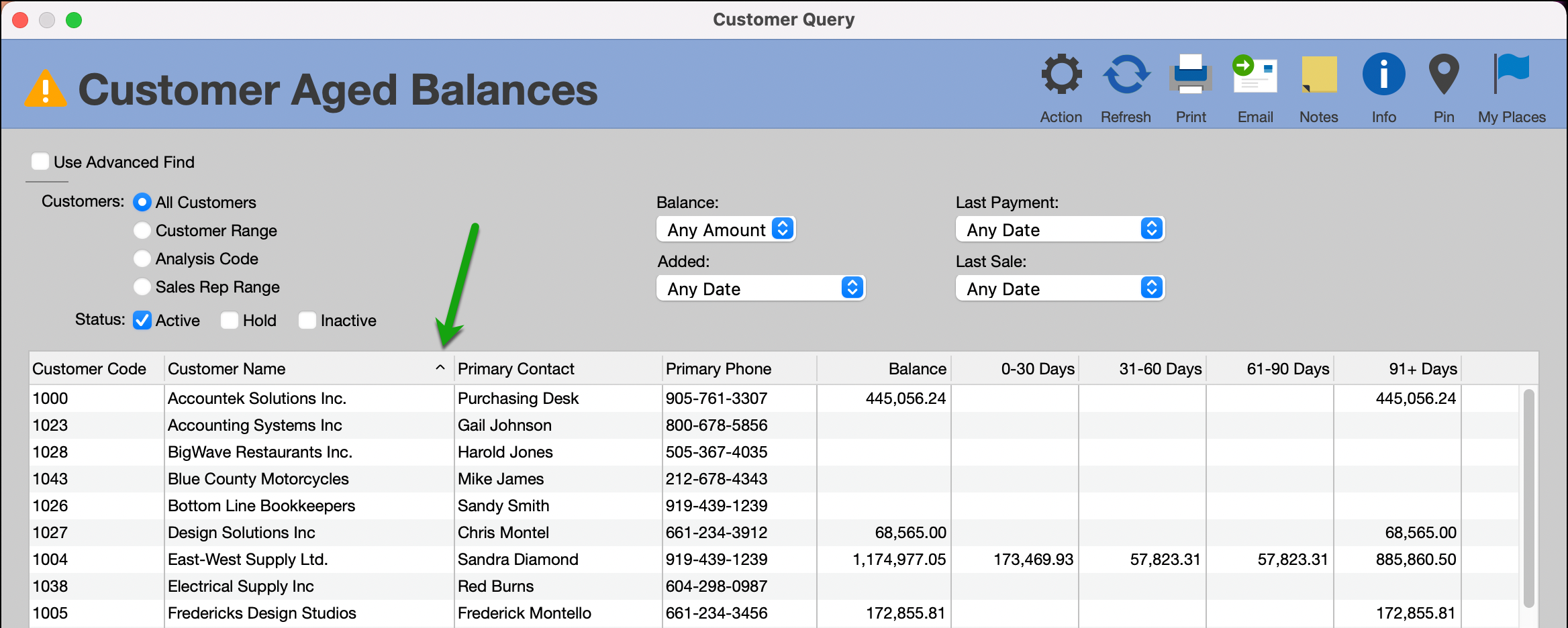 Using Query Windows (Connected ERP Software) : Accountek Solutions Inc