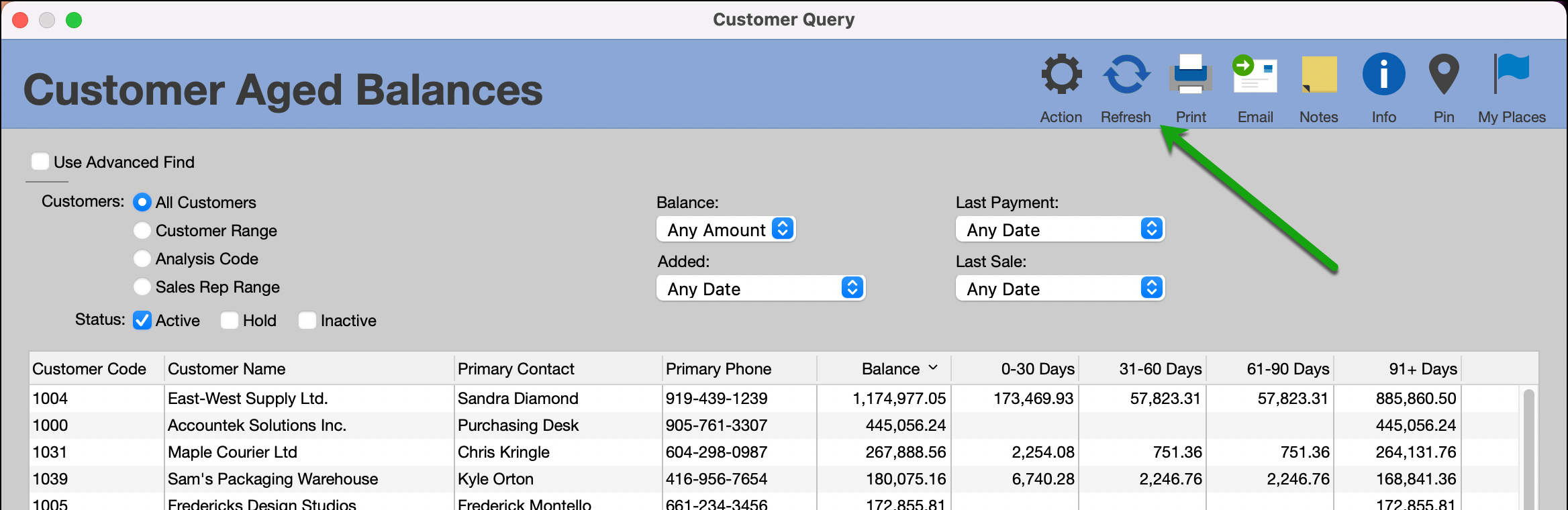 Using Query Windows (Connected ERP Software) : Accountek Solutions Inc